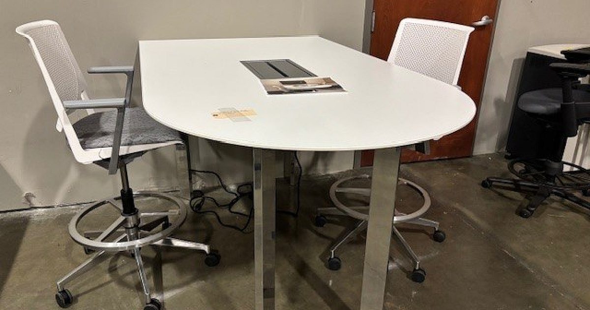 Hightop Haworth Meeting Oval table with power… | Workplace Furniture